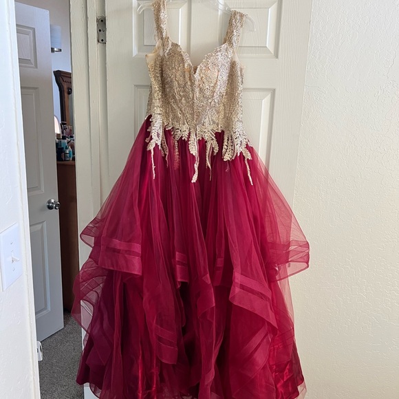 Dresses | Red Gold Prom Dress | Poshmark